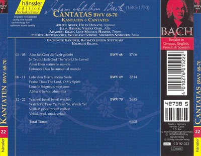 HELMUTH RILLING BACH: CANTATAS, BWV 68-70 NEW CD | eBay