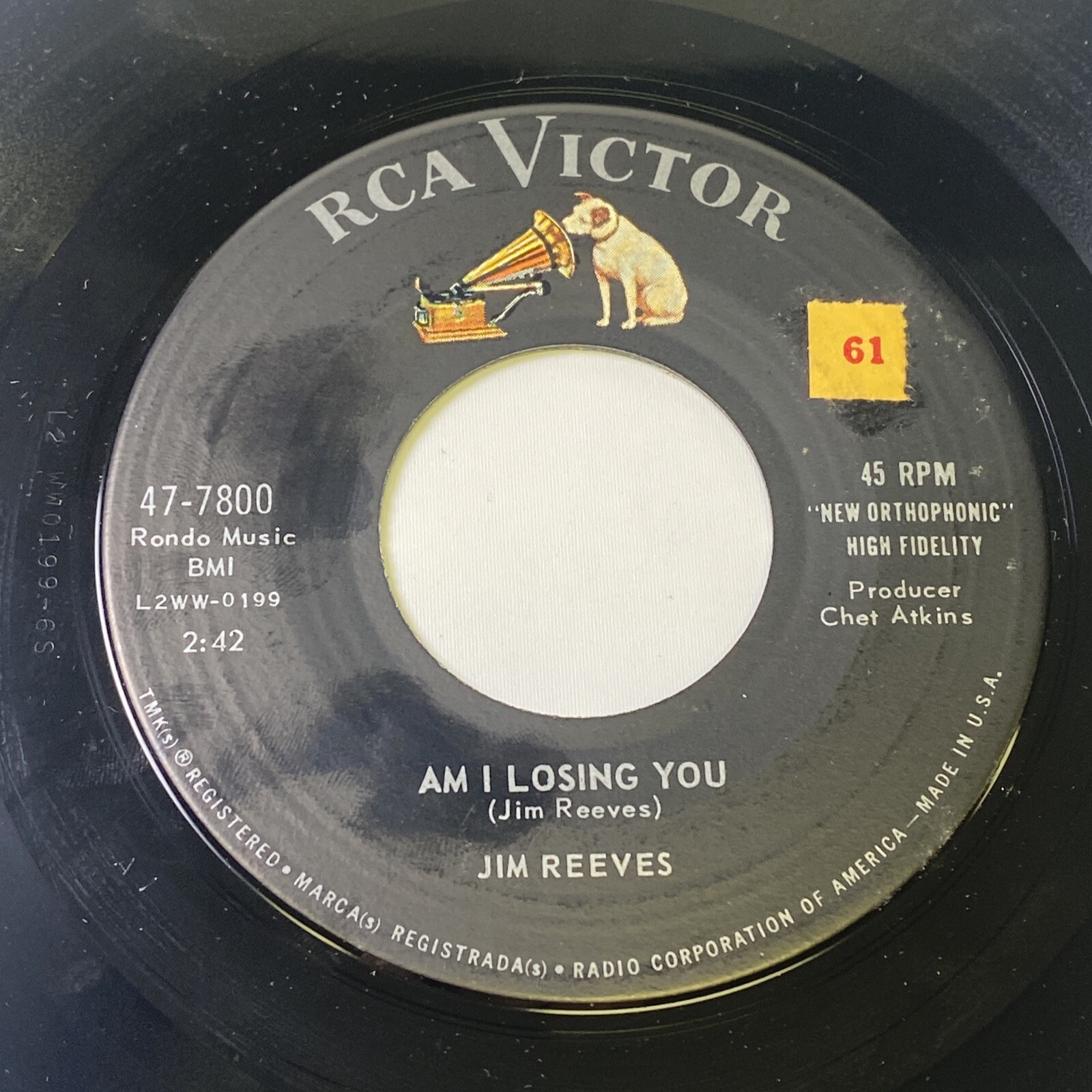 Jim Reeves 45 RPM - I Missed Me / Am I Losing You - RCA Victor w ...
