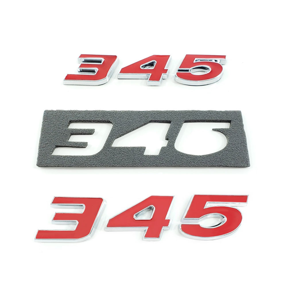 (2pc) Red 345 Badge Emblem Chrome Trim for MOPAR HEMI Passenger ...