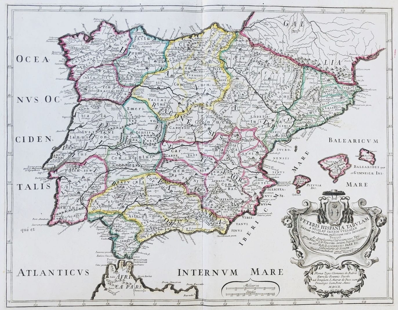 Spain Portugal Iberian Peninsula Map Rossi 1710 | eBay