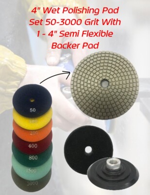 4" Polishing Pad Set With Backer Pad For Granite/Stone/Marble/Concrete ...