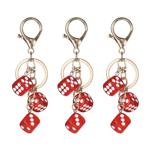 3pcs Lucky Dice Keychain Charm, Resin Dice Keyring with 3 Pendants ...