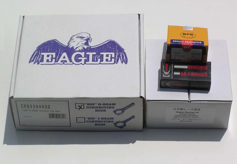 HONDA CIVIC TURBO PISTONS FORGED EAGLE RODS RINGS SI SiR D16 D16Z6 ...