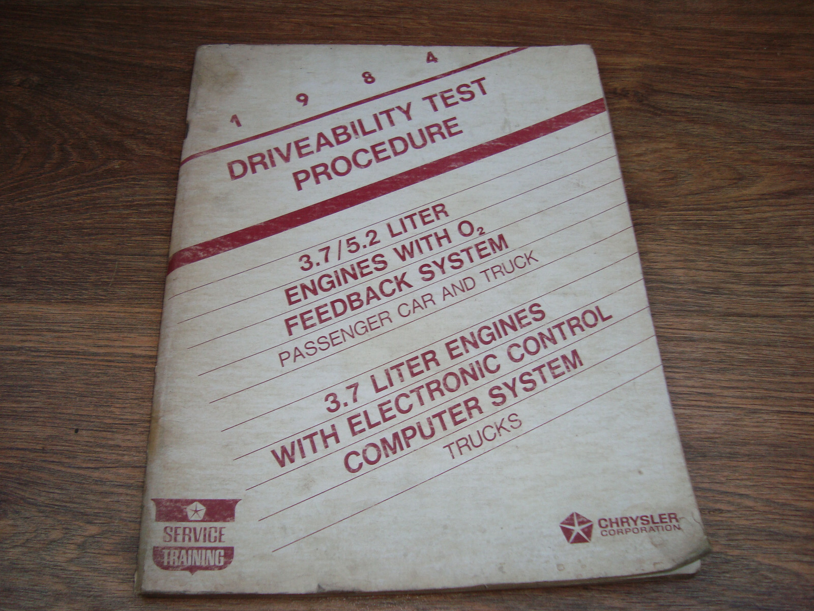 1984 Chrysler Driveability Test Procedure 3.7 5.2 Liter Engines Booklet ...