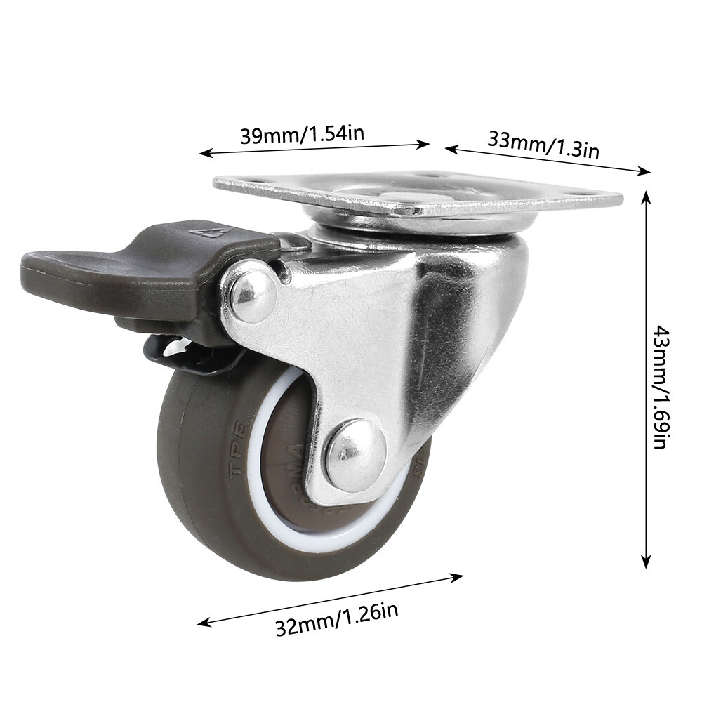 Stainless Steel Castor Swivel Caster wheel Furniture heavy duty Rubber ...