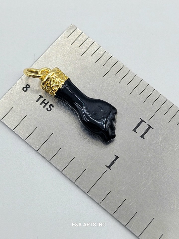 New Black Hand Azabache Charm/Pendant Gold Plated (Azabache Mano) | eBay