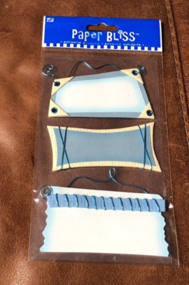 Paper Bliss Themed Scrapbook 3D Stickers SIGNS "BREEZE" TAGS WITH WIRES ...