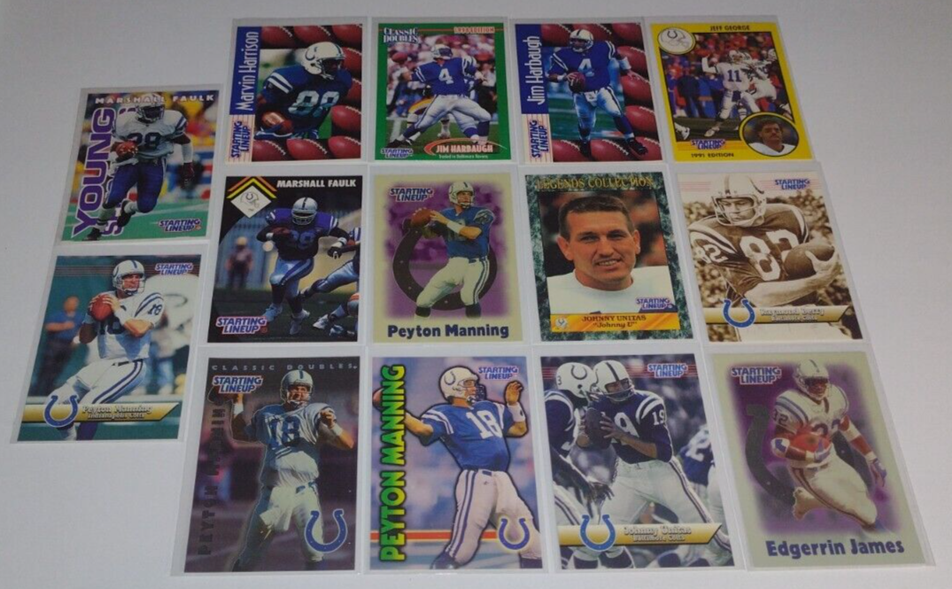INDIANAPOLIS COLTS Starting Lineup card lot Johnny Unitas Peyton ...