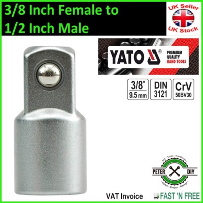 3/8 Inch Female to 1/2 Inch Male Socket Adapter Adaptor YATO YT-3854 ...