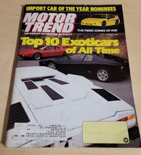Motor Trend Magazine March 1988 Top 10 Exoticars Of All Time | eBay