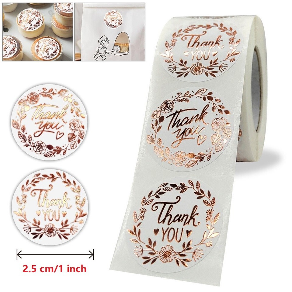 1 Roll of 500pcs 1"/1.5" Assorted Floral Thank You Stickers Round ...