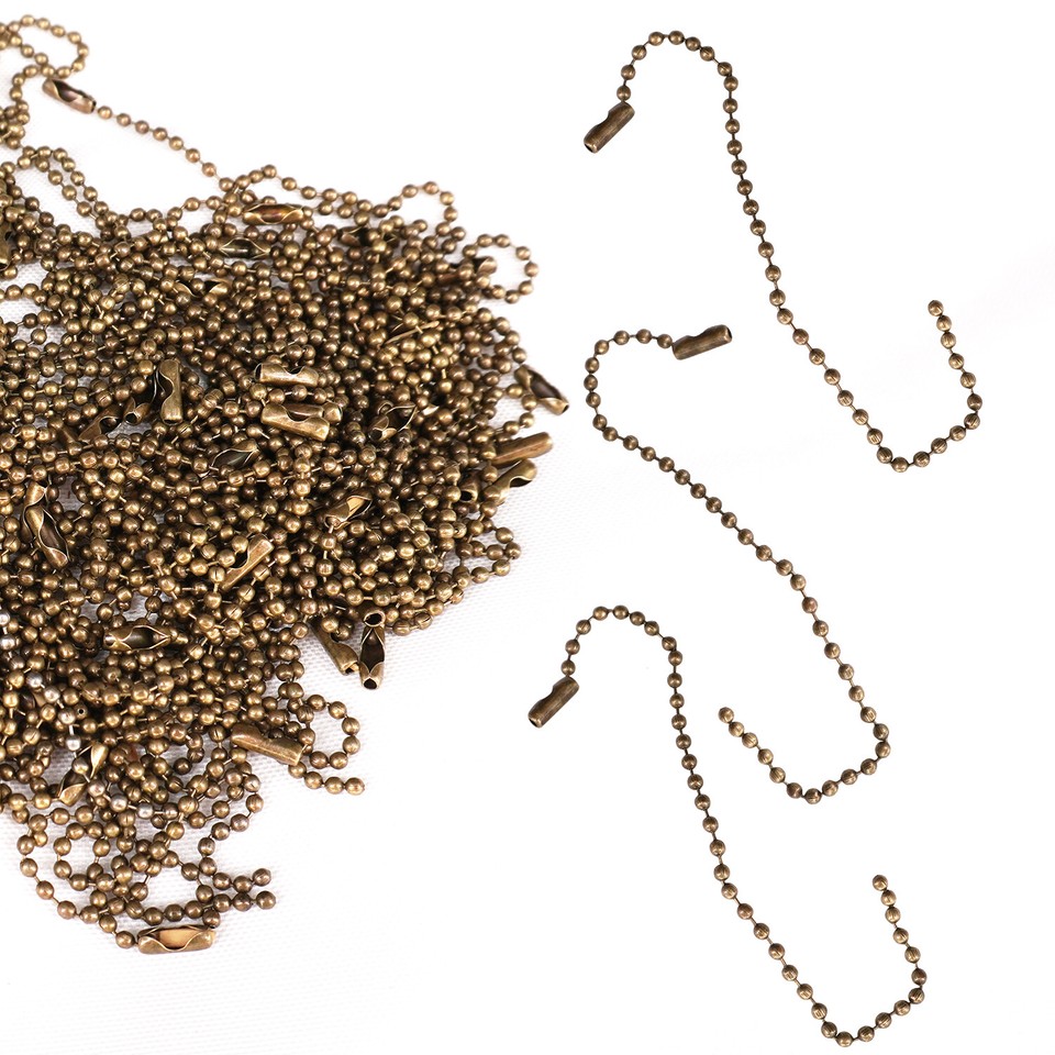 100pcs 10/15/20cm Metal Ball Beaded Chain With Connector Clasp Tag Key ...