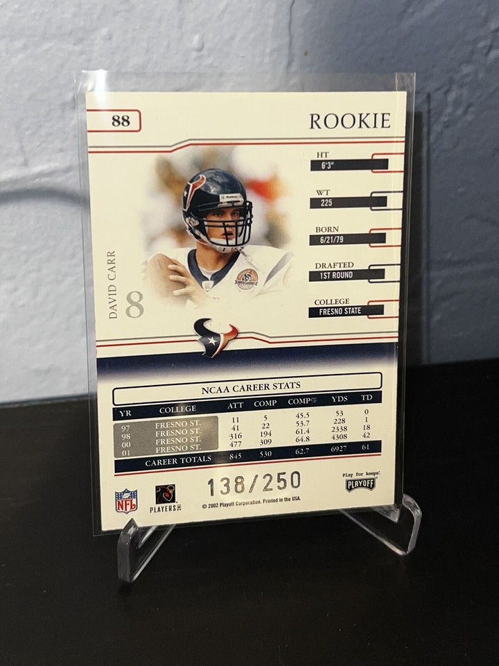 David Carr Rookie 2002 Playoff Prime Signatures /250 #88 | eBay