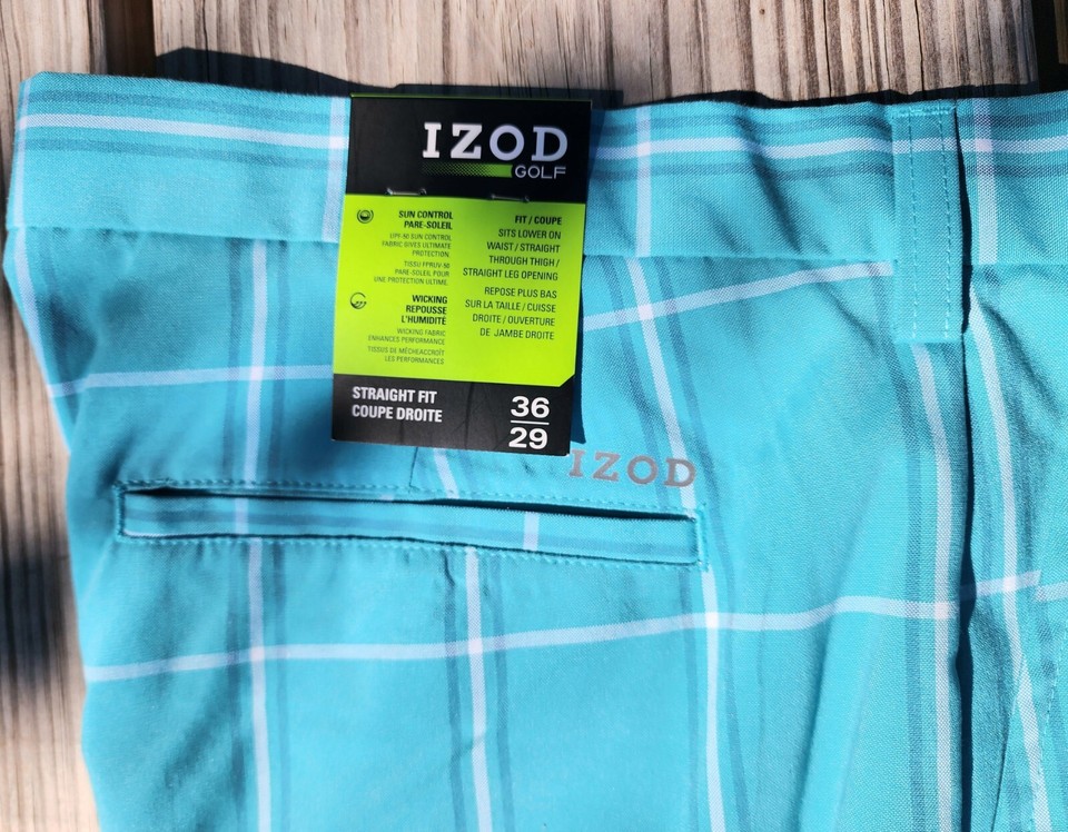 MEN'S IZOD GOLF SLACKS. DOUBLE WINDOW PANE. COLOR MAUI BLUE | eBay