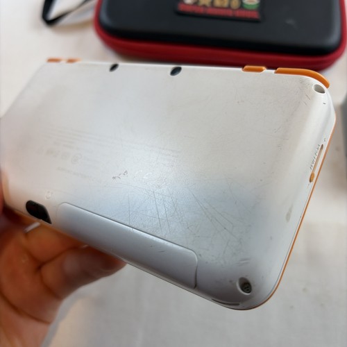 Nintendo 2DS XL Console White Orange Charger US model W Stylus Charger ...