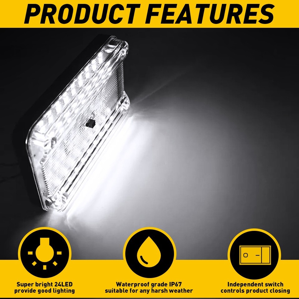 Universal Car Interior Light Ceiling Dome Reading Lamp White LED ...