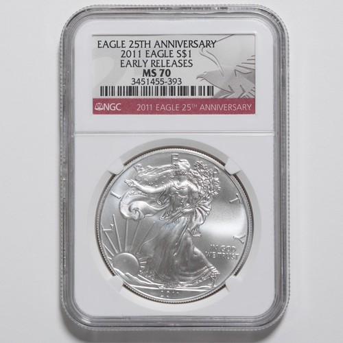 2011 American Silver Eagle - 25th Anniversary - NGC MS70 - Early ...