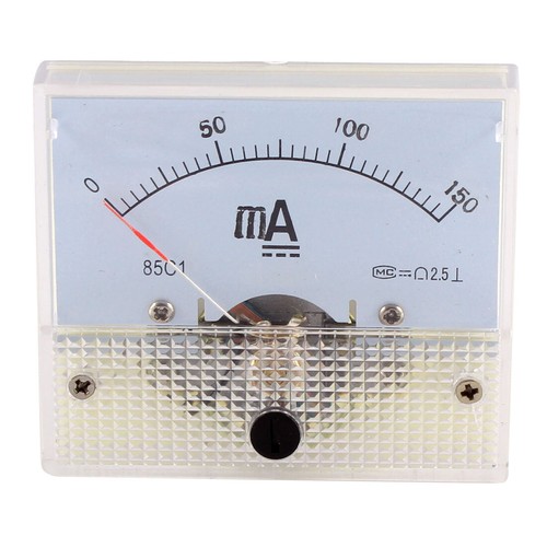 85C1 DC 0-150mA Rectangle Panel Gauge Meter Analog Ampere Ammeter Class ...
