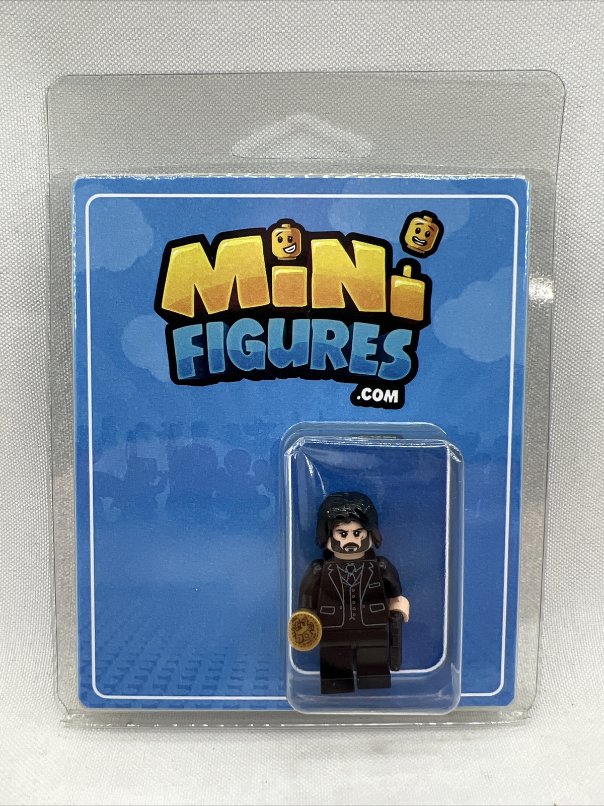 Custom Design Minifigure - John Brick (John Wick) w/Gun & Coin - Free ...