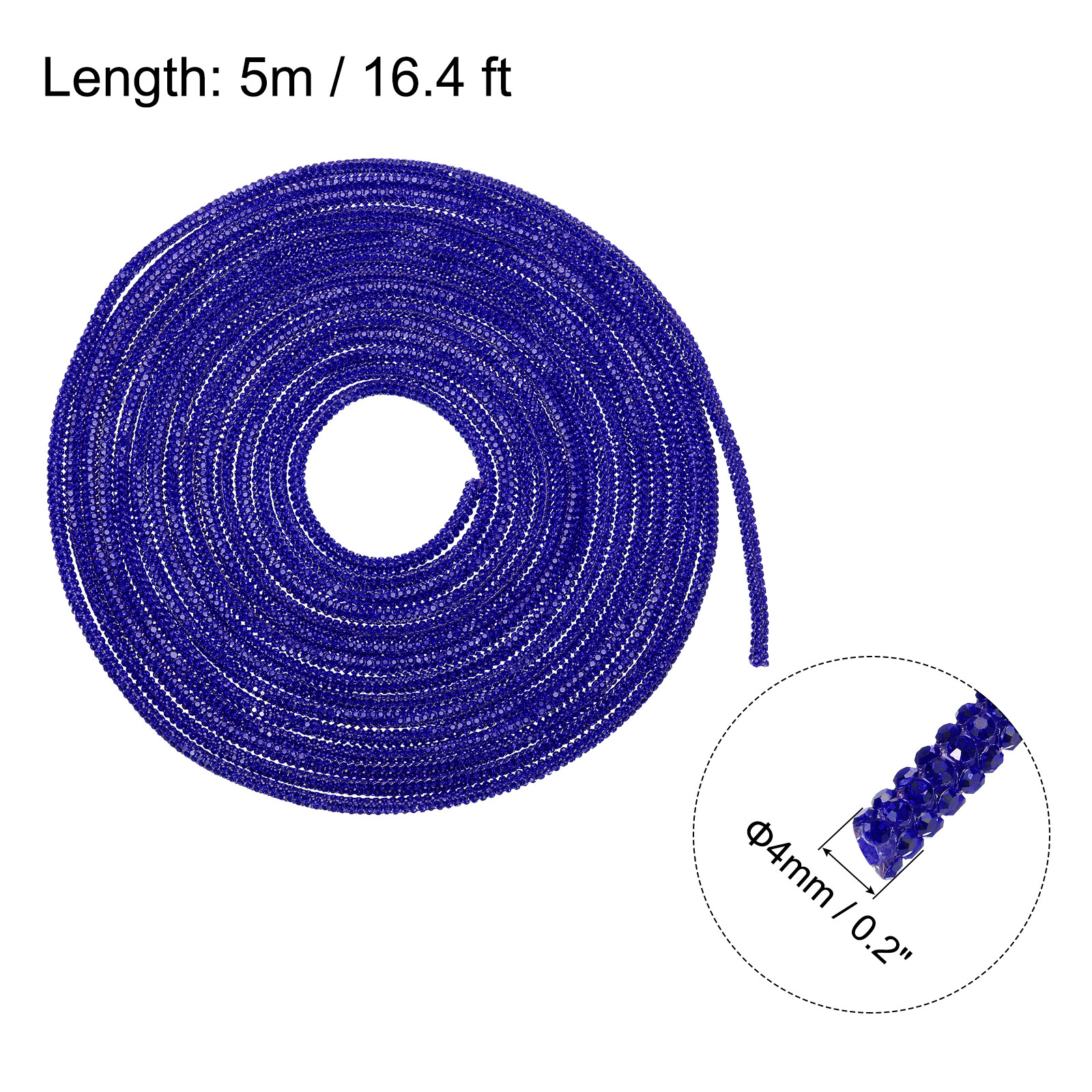 4mm x 5m Rhinestone Rope Crystal Rope Navy Blue with Aglets | eBay