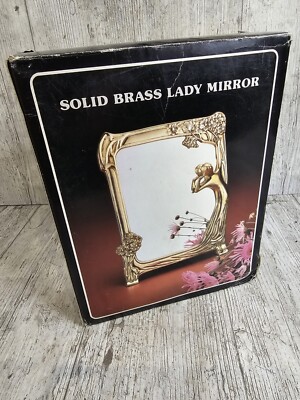 ART NOUVEAU mirror Lady By The Lake Solid Brass Table Top Mirror | eBay UK