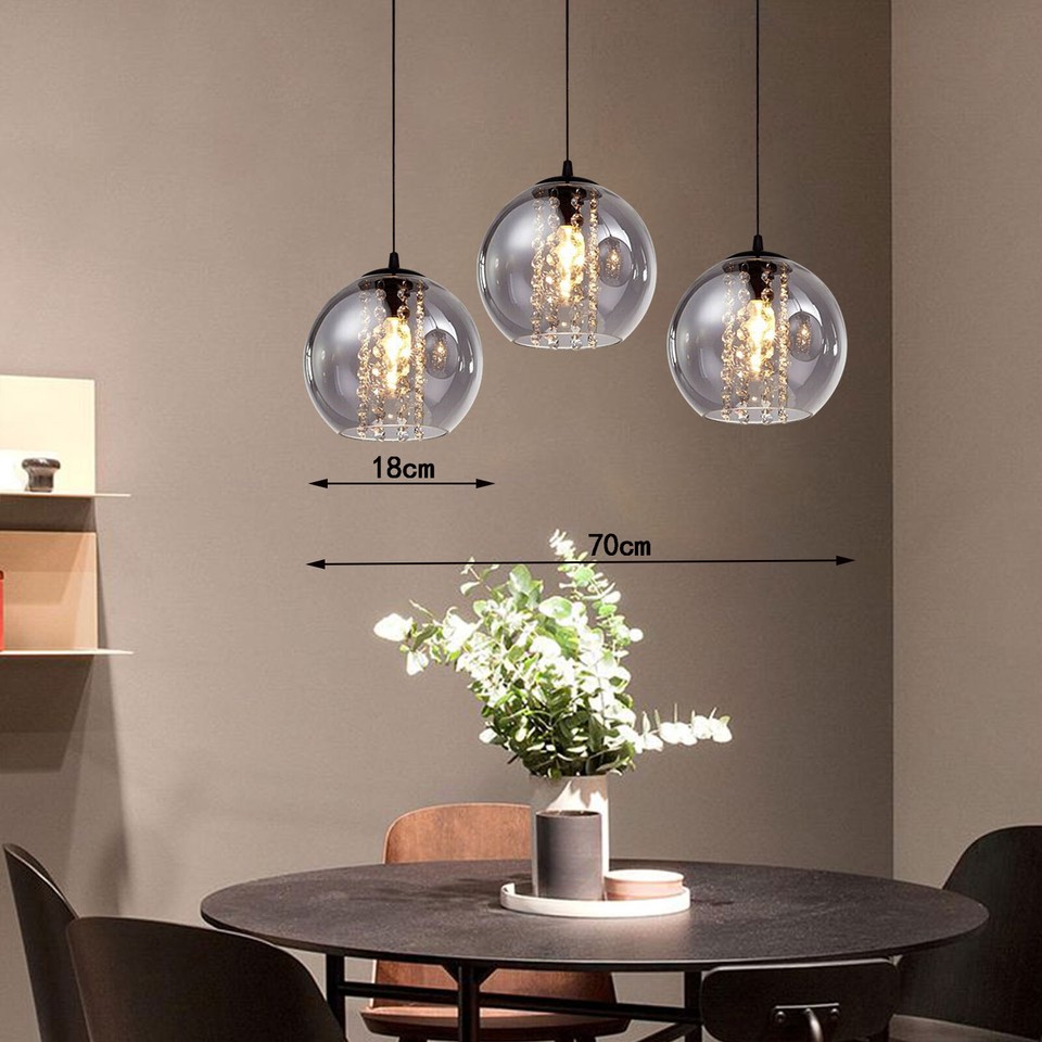 Ceiling Crystal Bead Glass Ball Chandelier 3-Light Fixture Pendant Lamp ...