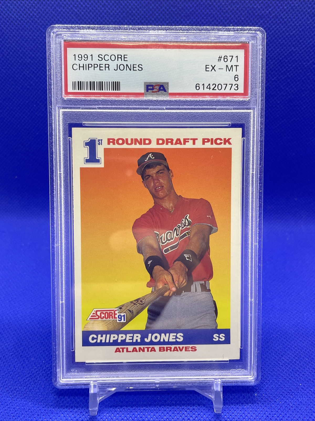 1991 Score Chipper Jones PSA 6 EX-MT #671 Rookie Card Atlanta Braves RC ...