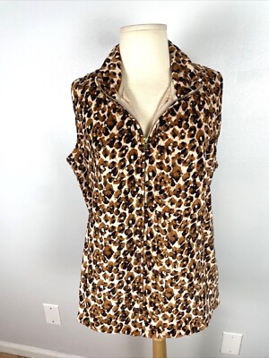 Quacker Factory Animal Print Vest, Sequins, Size L, NWOT | eBay