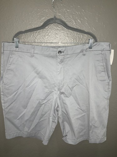 IZOD SALTWATER STRETCH Men’s Grey Flat Front Chino Shorts Size 42 NWT ...