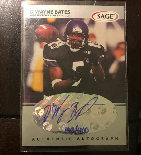 D'Wayne Bates Northwestern Football Sage Rookie Autograph Card Bears ...