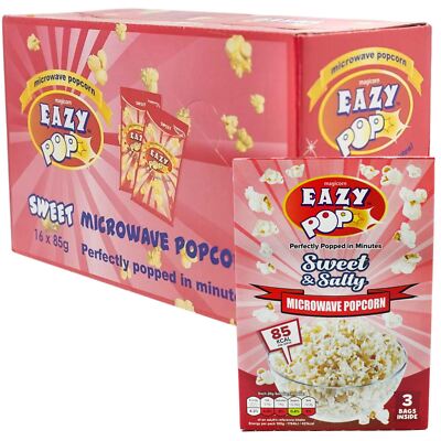 16x Eazy pop Microwave popcorn Sweet & Salted 85g pack of 3 | eBay UK