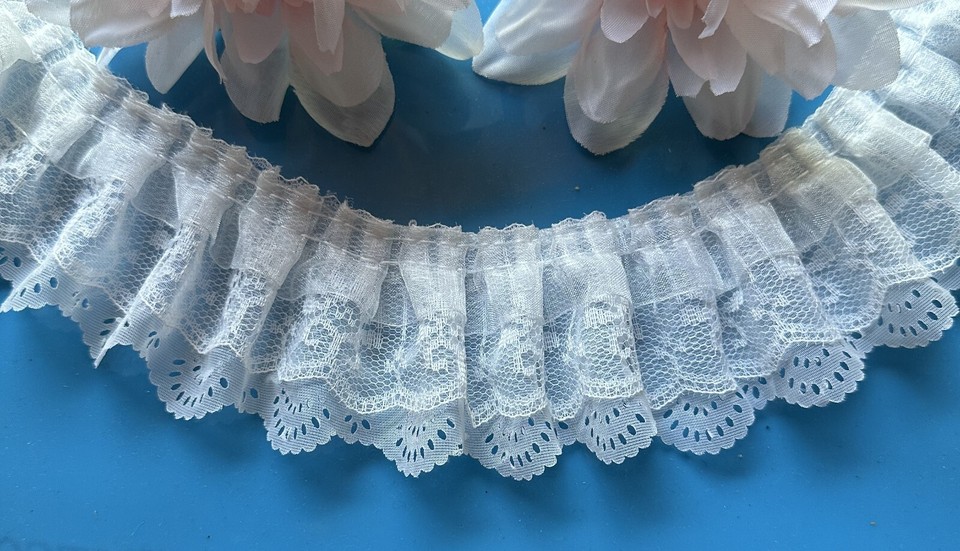 2 1/2 inch wide 3-layer ruffled Lace Trim Gathered select color price ...