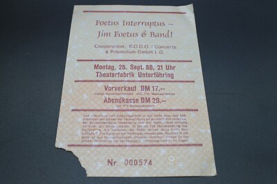 Altes Konzertticket - Jim Foetus & Band - Theaterfabrik Unterföhring ...