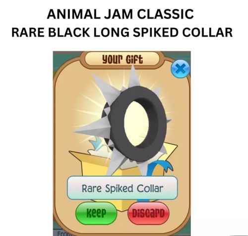 Animal Jam Classic (AJC) Rare Long Black Spiked Collar **READ ...