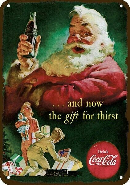 1952 SANTA CLAUS & Coca-Cola Christmas Vintge-Look DECORATIVE REPLICA ...