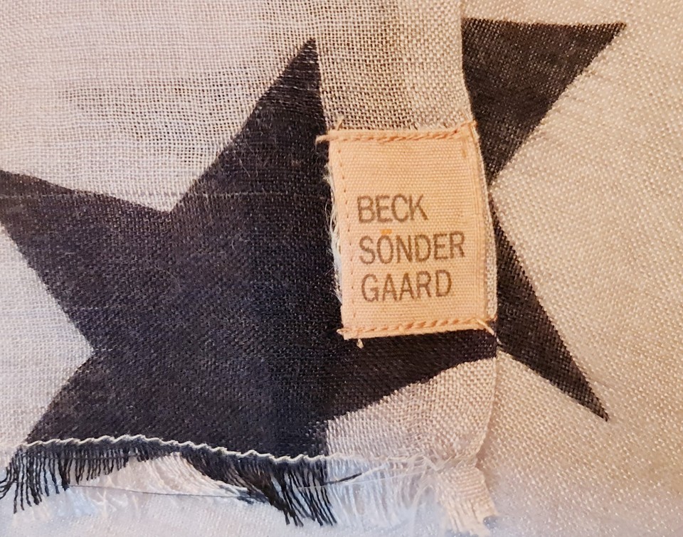 SCARF AUTHENTIC BECK SONDER GAARD STARS GRAY BLACK WOOL SILK LONG ...