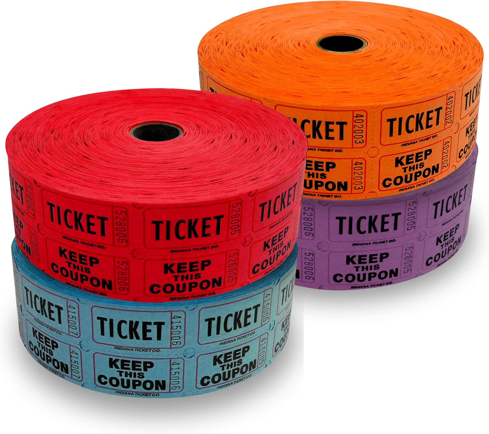 Raffle Tickets - 4 Rolls of 2000 Double Tickets 8, 000 Total 50/Raffle ...