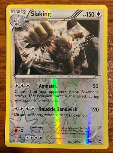 2014 Pokemon XY Furious Fists Reverse Holo Slaking #83/111-Used Free ...