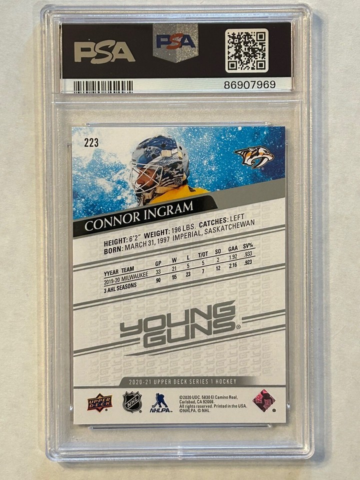 Connor Ingram 2020-21 Upper Deck Young Guns #223 RC Rookie Predators ...