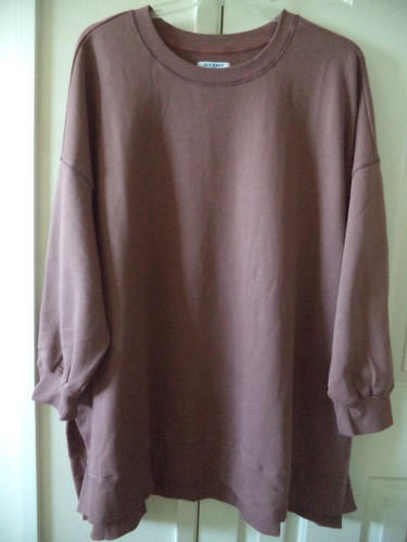 Soft Brown Muted Chestnut Relaxed Tunic Fleece Sweatshirt 4XL 5X 28 30 ...