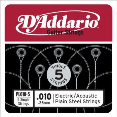 D'Addario PL010-5 Plain Steel Guitar Single String, .010 5-pack | eBay