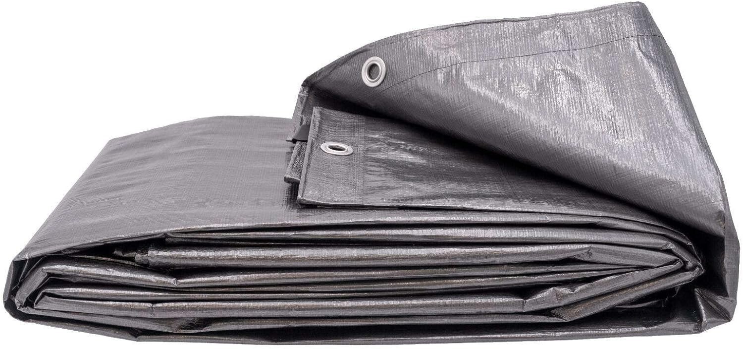 8m x 12m Heavy Duty Waterproof Market Stall Grey Tarpaulin Cover ...