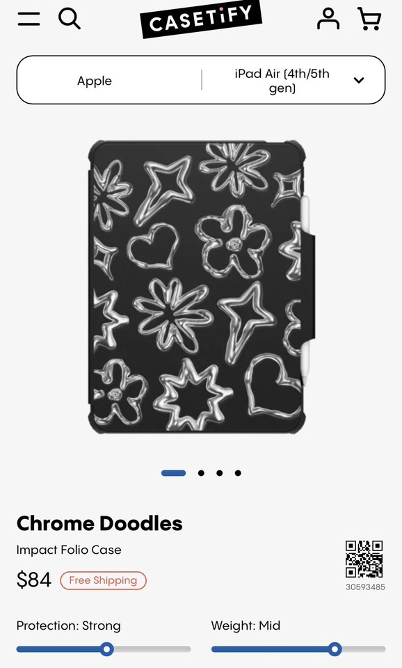 NEW Casetify $84 Chrome Doodle Impact Folio Case iPad Air 4th/5th Gen | eBay