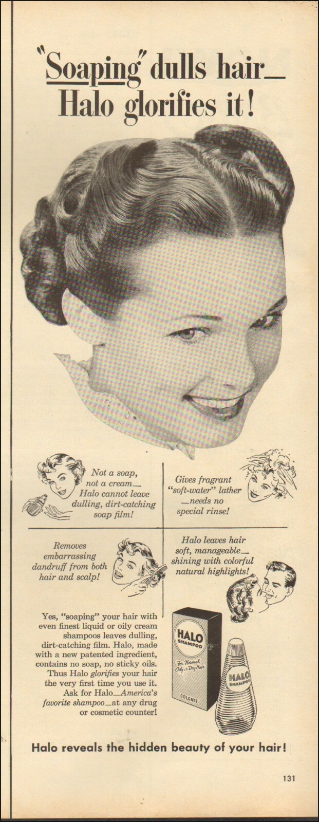 1950 Vintage ad for Halo Shampoo retro Hair Fashion Photo cartoons ...