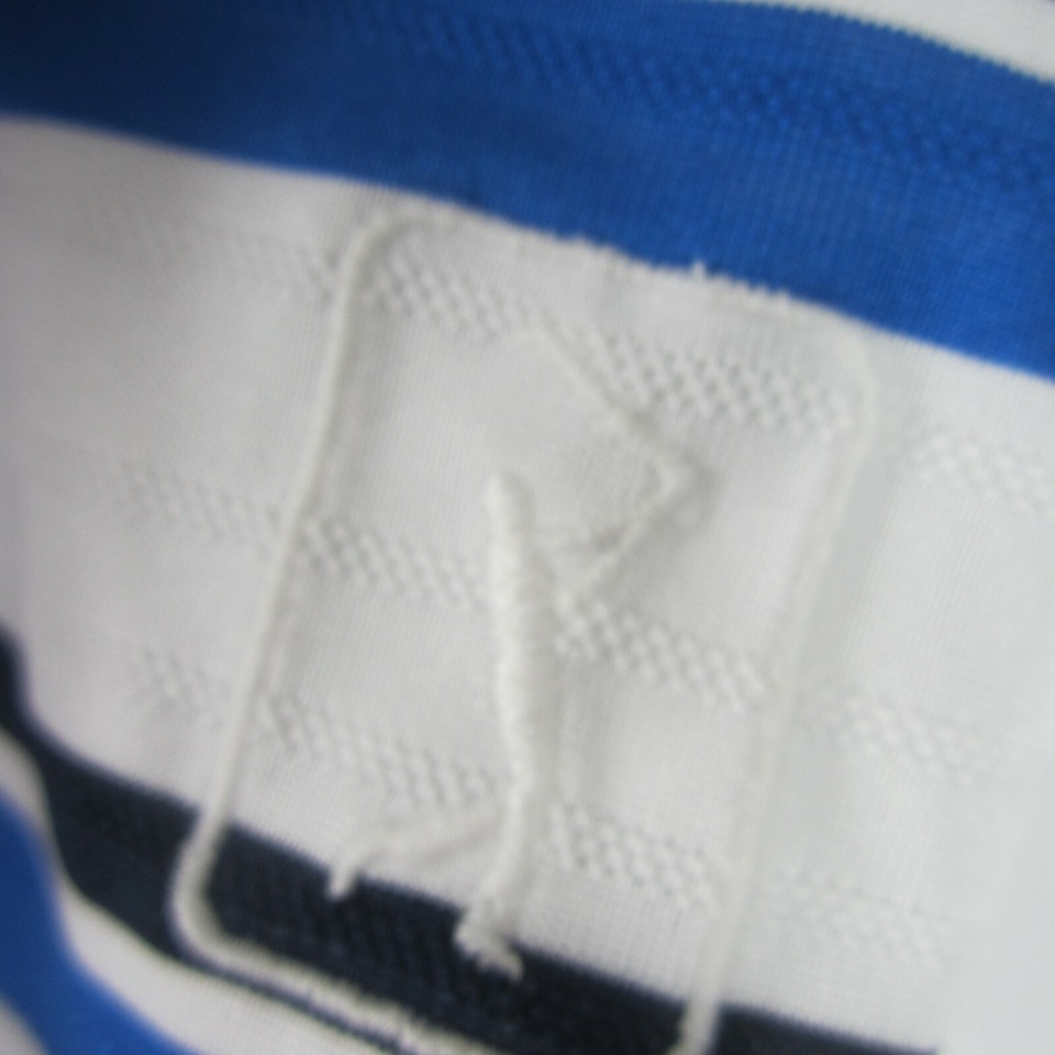 PGA Tour Mens Large Blue White Striped Short Sleeve Rugby Polo Golf ...