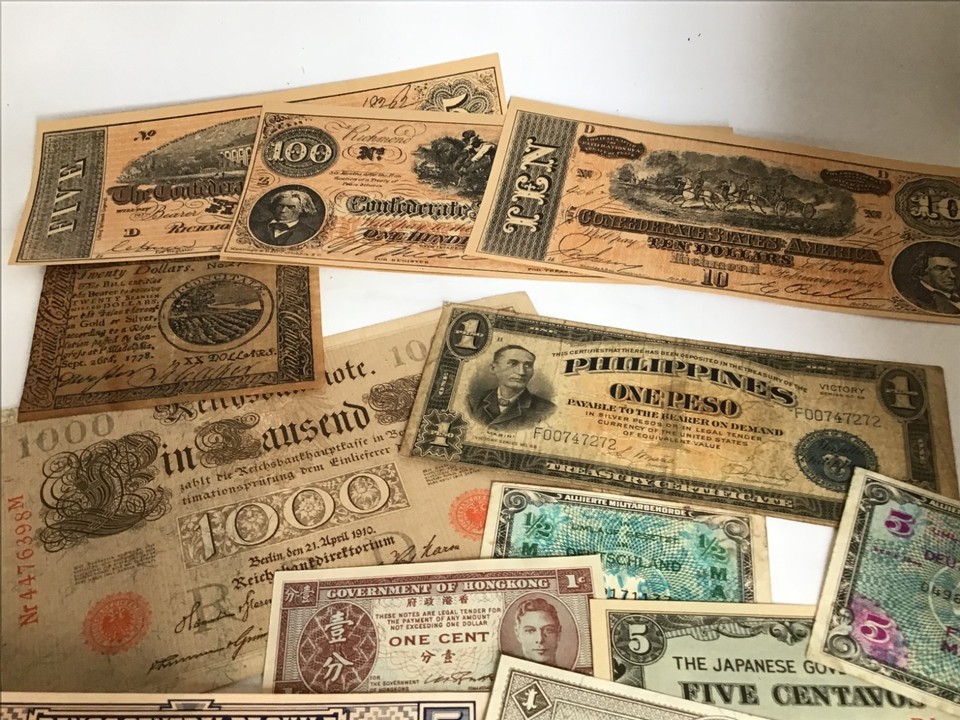 Lot of 17 Vintage World Banknotes – Germany WW2-Phillipines Foreign ...