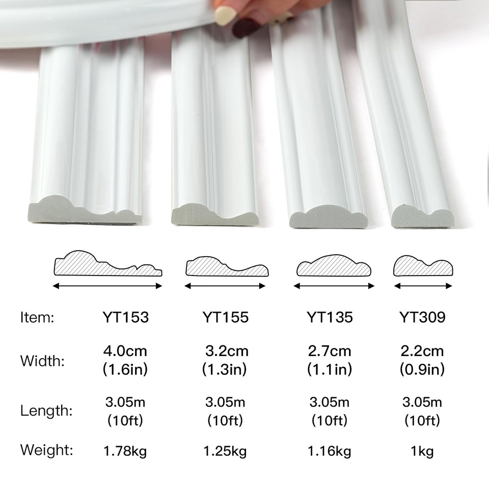 YEFANXI Peel and Stick Panels Molding Trim, Flexible Chair Rail Classic ...