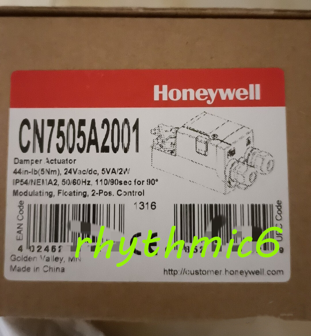 Brand New Honeywell CN7505A2001 24V modulating valve Fast FedEx or DHL ...