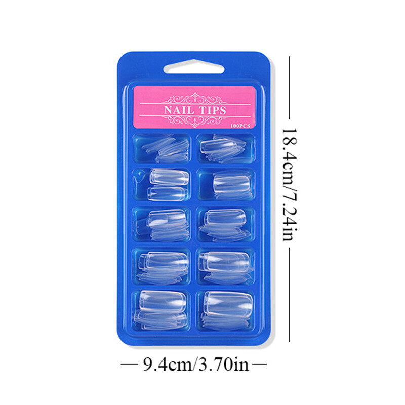 100Pcs Short Ballerina False Nail Tips Acrylic Coffin Half/Full Cover ...