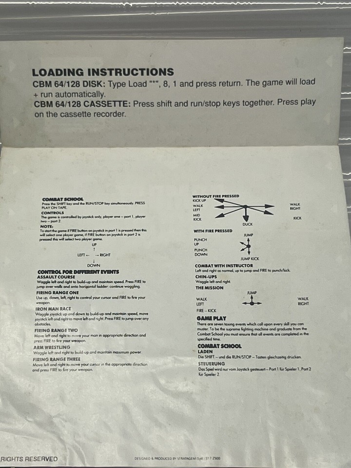 Commodore 64 Instruction Manual ** COMBAT SCHOOL Video Game ** C64 | eBay